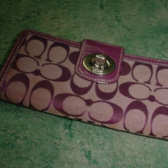 Coach | Bags | Coach Dark Purple Signature Wallet | Poshmark